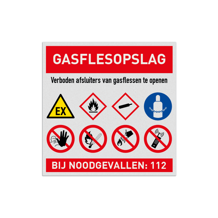 Veiligheidsbord Gasflesopslag met veiligheidsinstructies kopen?