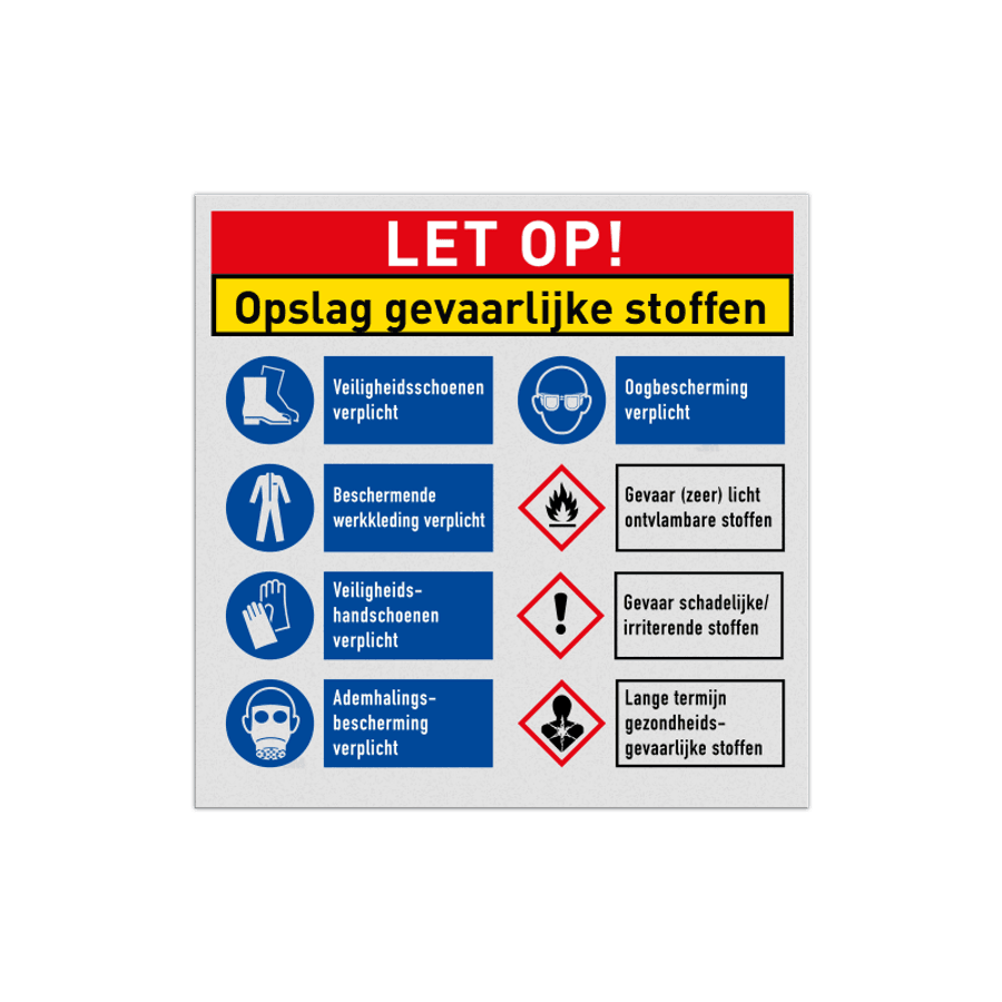 Veiligheidsbord Opslag gevaarlijke stoffen met PBM maatregelen kopen?