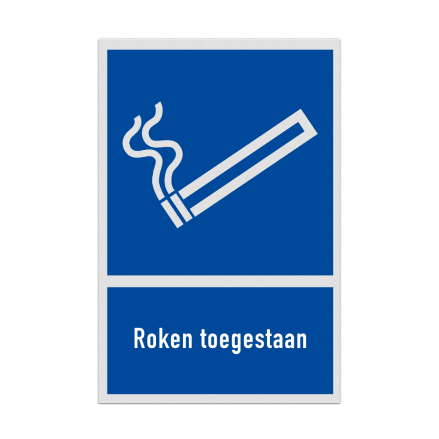 Vlak bord Roken toegestaan met pictogram en tekst kopen?