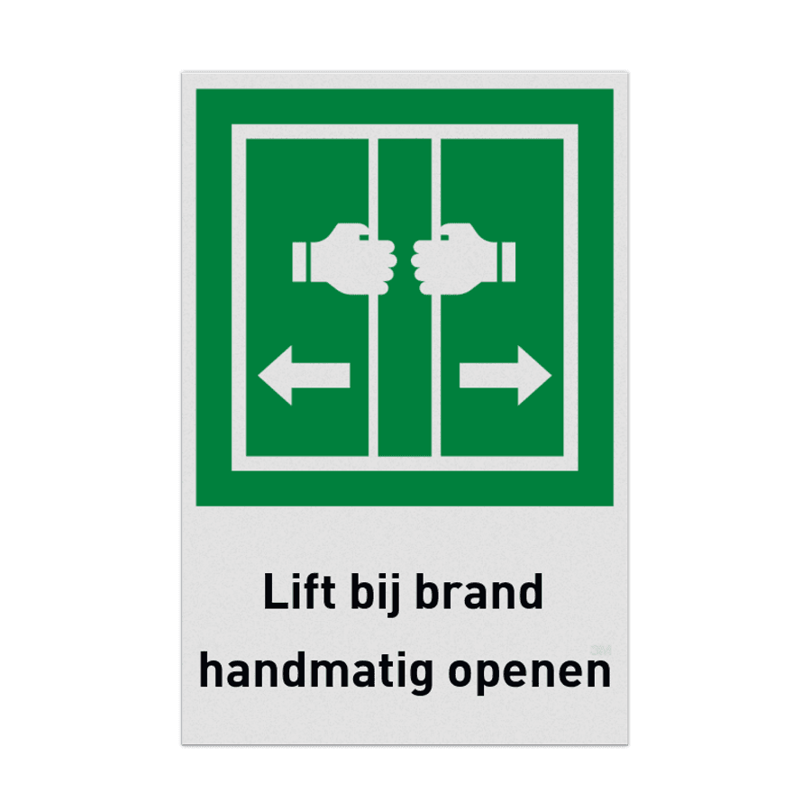 Vlak bord vluchtroute Lift bij brand handmatig openen kopen? Bestel!