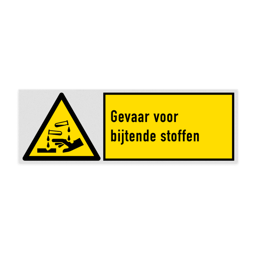 Vlak bord Gevaar voor bijtende stoffen kopen? Bestel hier!