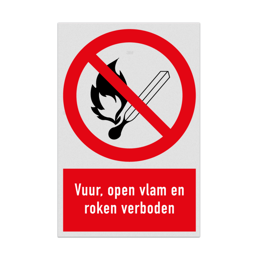 Vlak bord Vuur, open vlam en roken verboden kopen? Bestel hier!