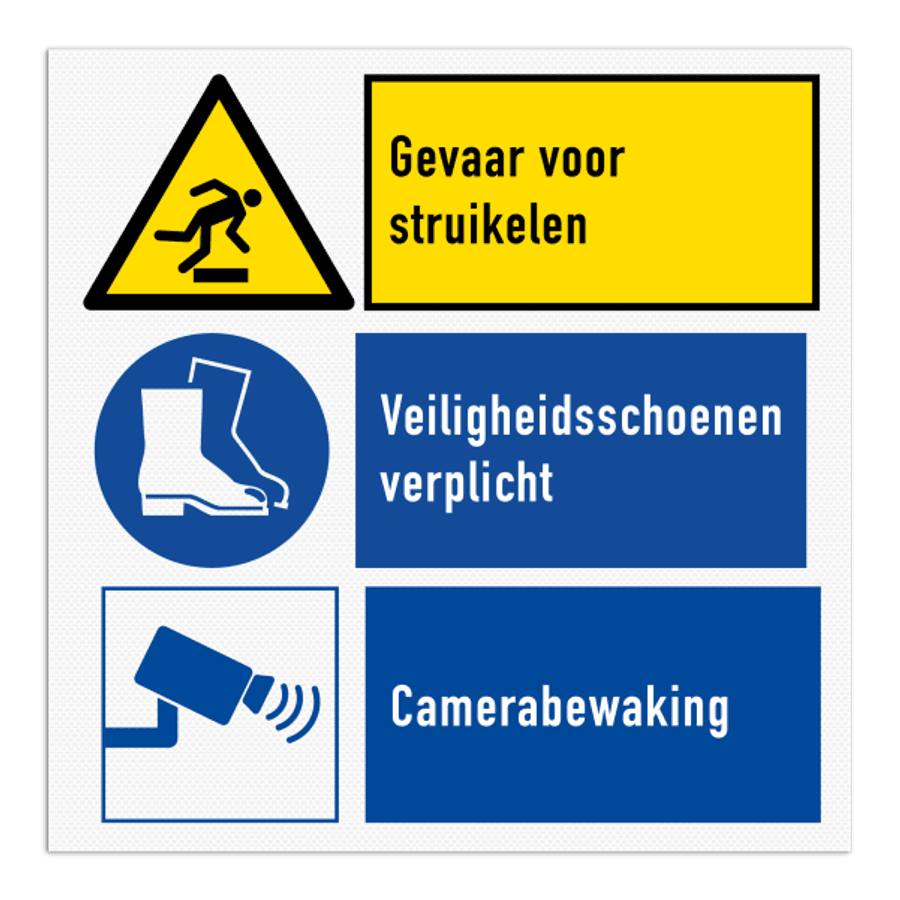 Veiligheidsbord met 3 pictogrammen met instructie kopen?