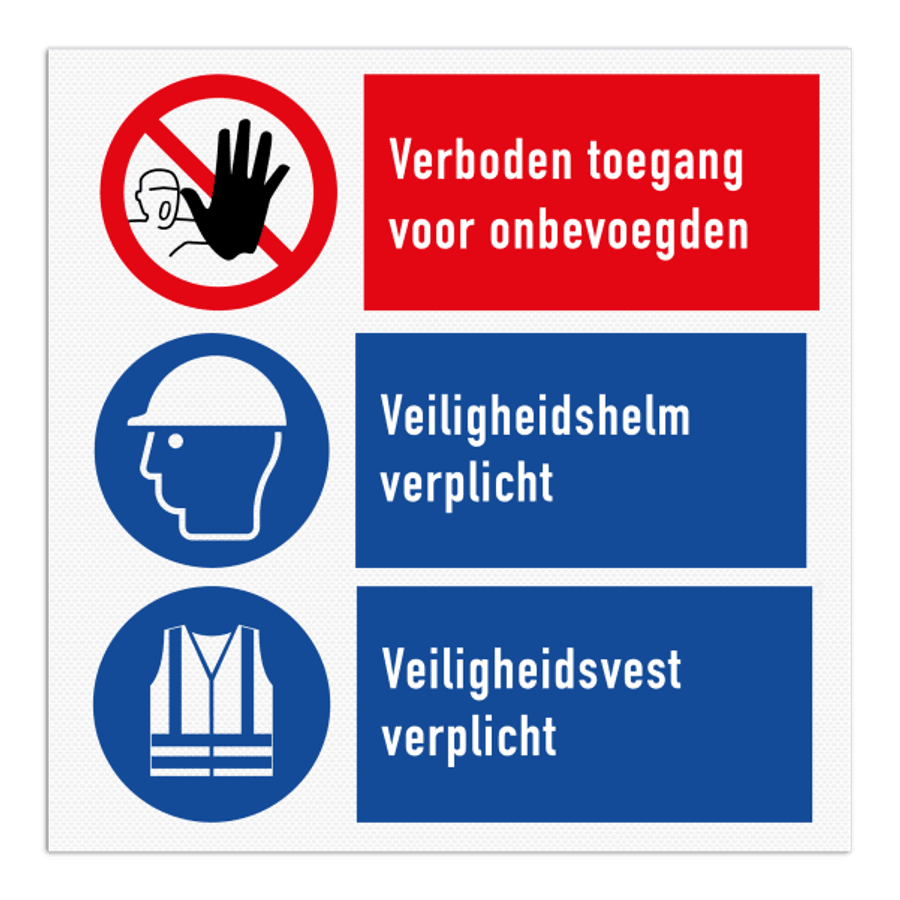 Werfbord met 3 PBM pictogrammen kopen? | Veiligheidsbordkopen.be