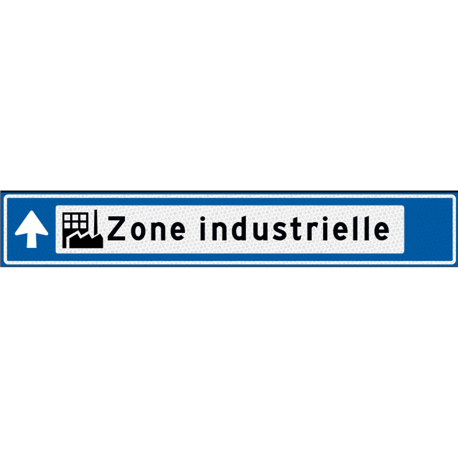 Panneau directionnel 150x25cm avec picto et flèche pour entreprise