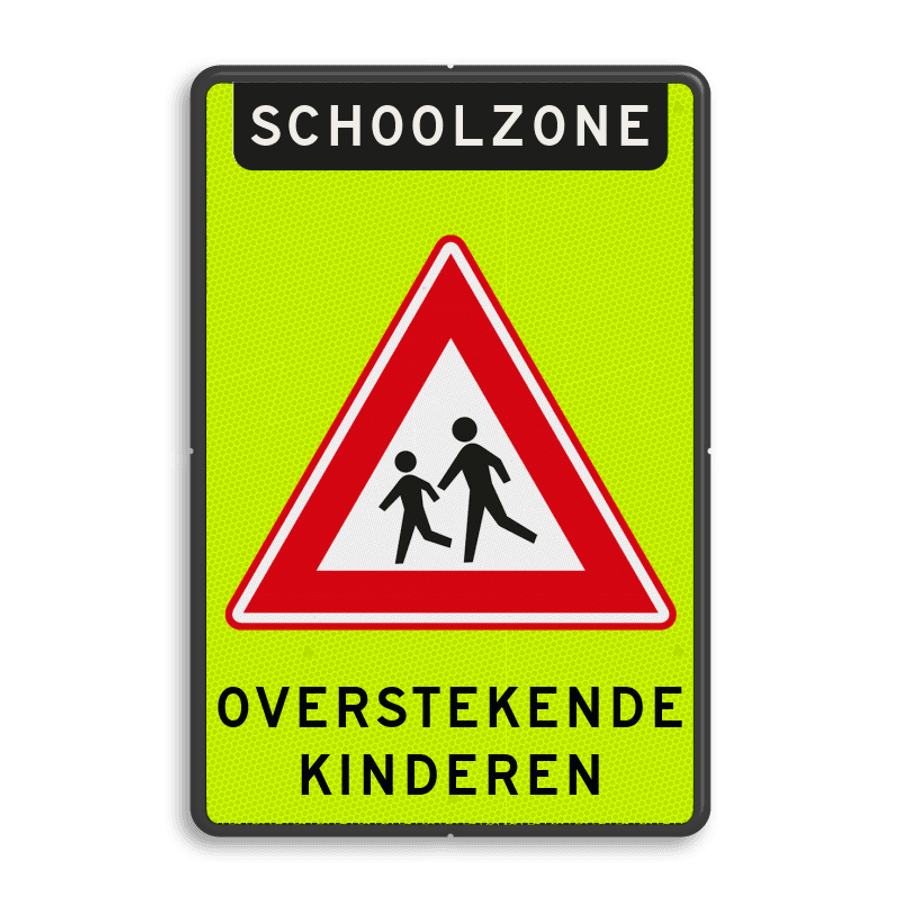 Verkeersbord schoolzone overstekende kinderen extra opvallend kopen