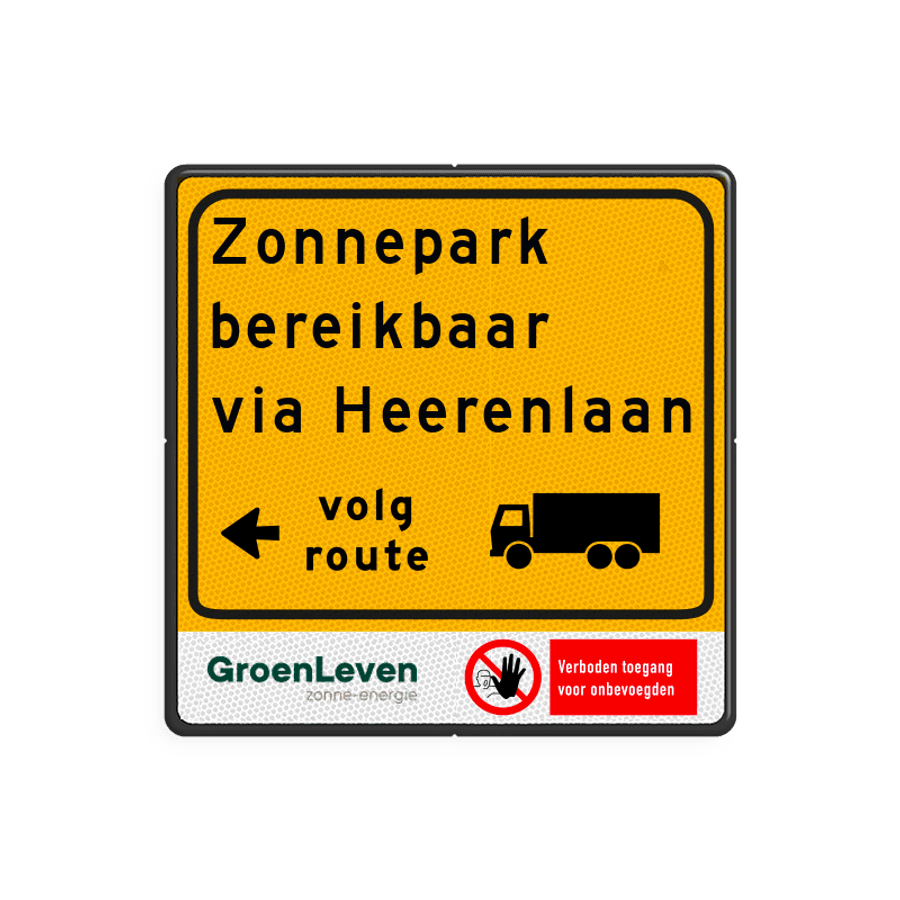 Tijdelijk verkeersbord omleiding volg route reflecterend + logo