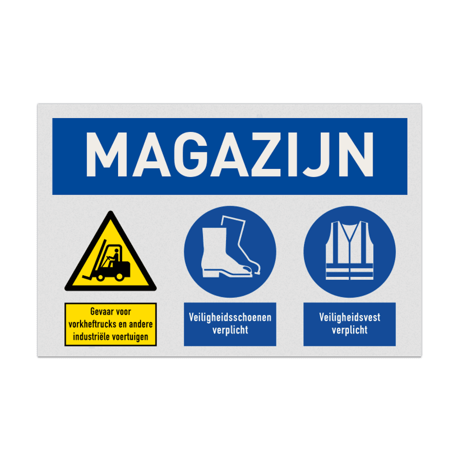 Bord magazijn met veiligheidsvest en schoenen verplicht kopen?
