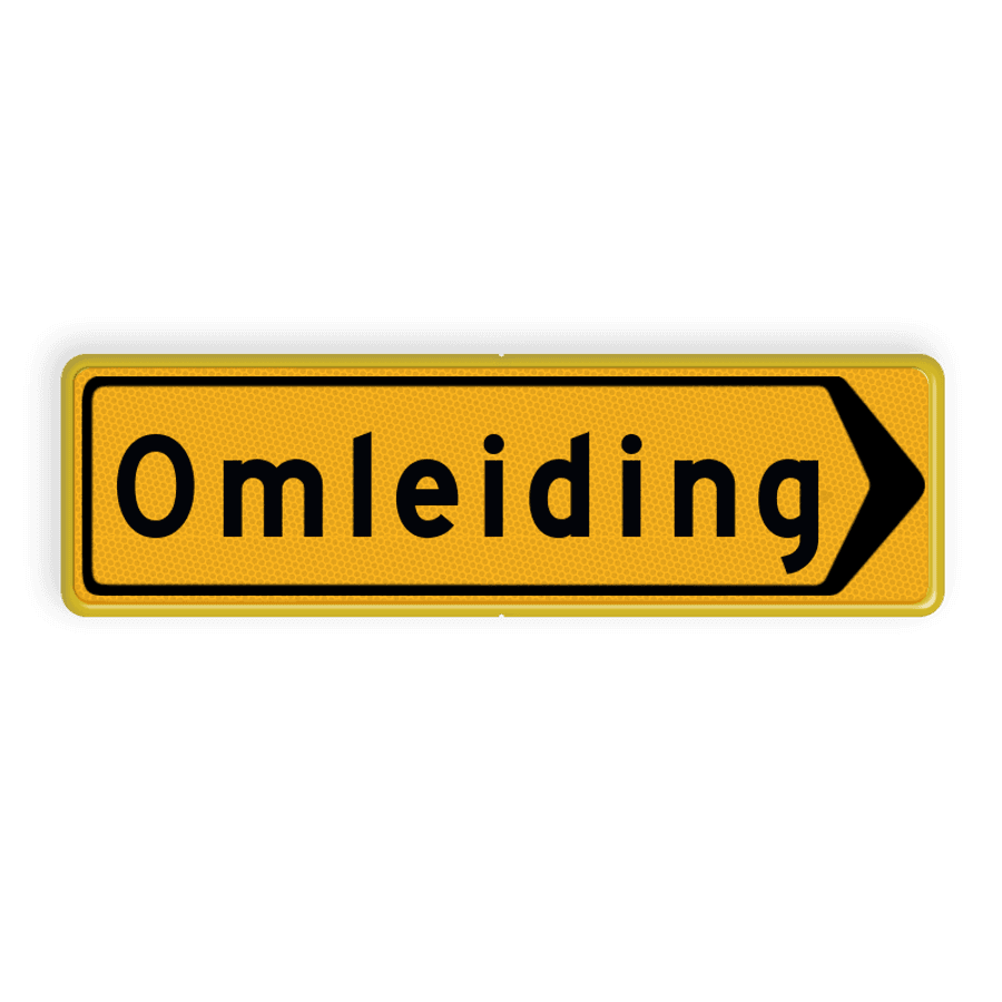 Verkeersbord omleidingsroute rechtsaf reflecterend met pijlkader