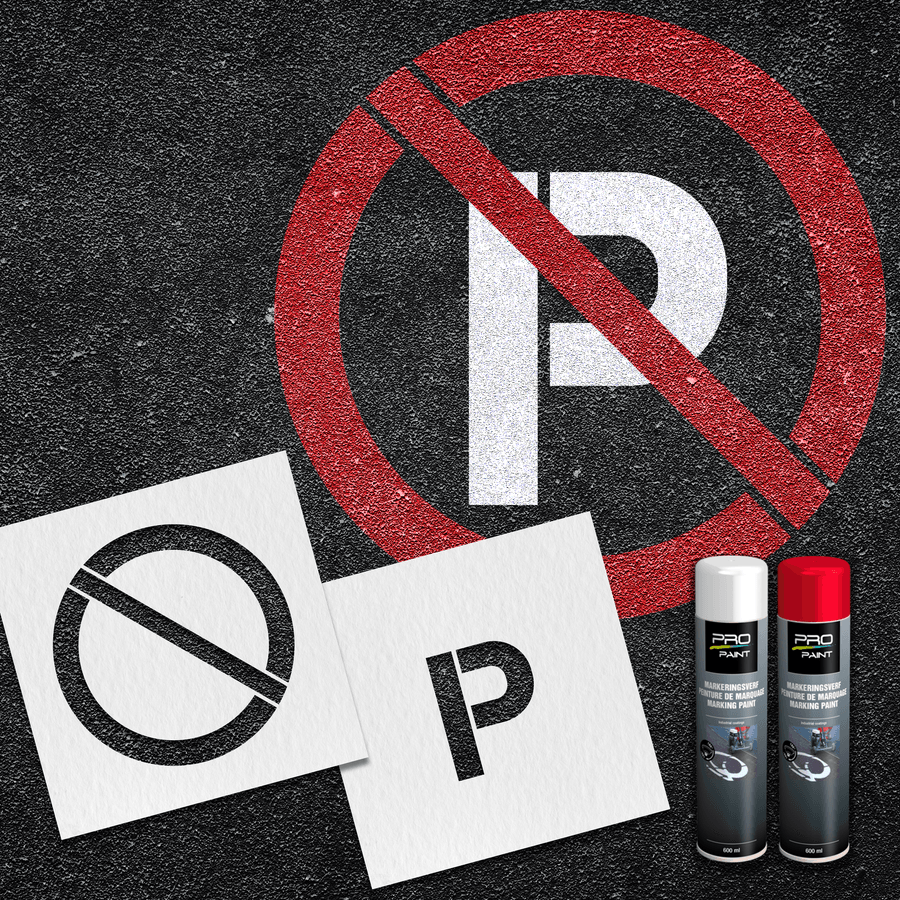 Sjabloon + verf wegmarkering verboden te parkeren kopen