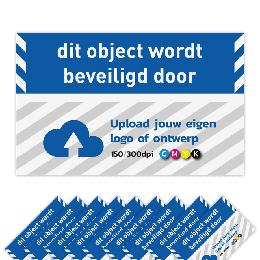 Raamstickers dit object wordt beveiligd door met eigen logo kopen