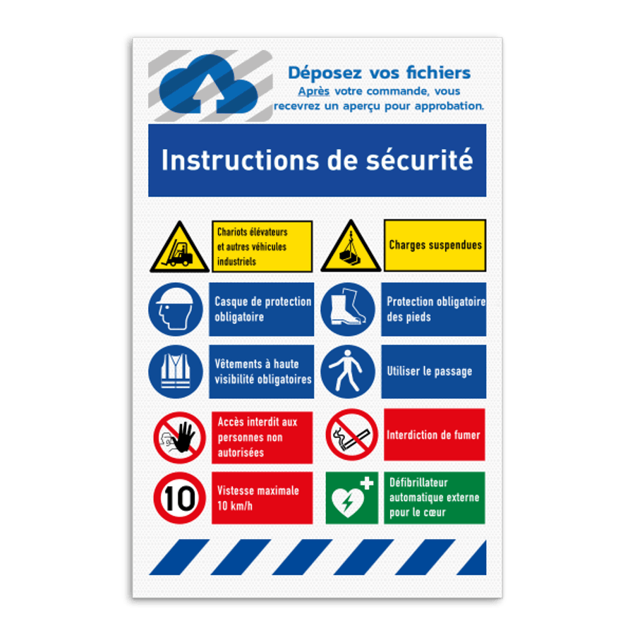 Panneau de sécurité | 10 pictogrammes + logo et bannière