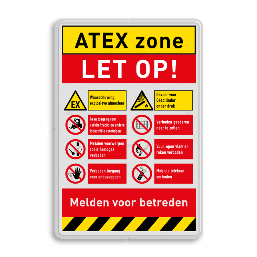 Veiligheidsbord ATEX ZONE eerst melden nodig? Bewerk en bestel zelf