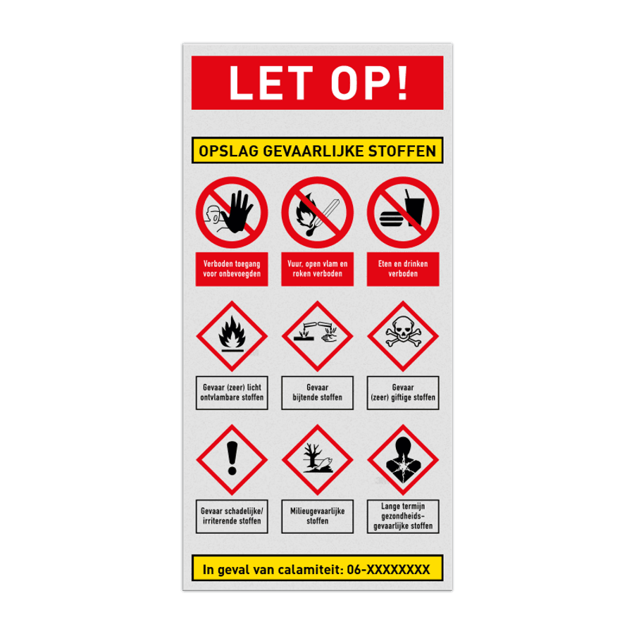 Vlak bord OPSLAG GEVAARLIJKE STOFFEN GHS en verbod kopen?