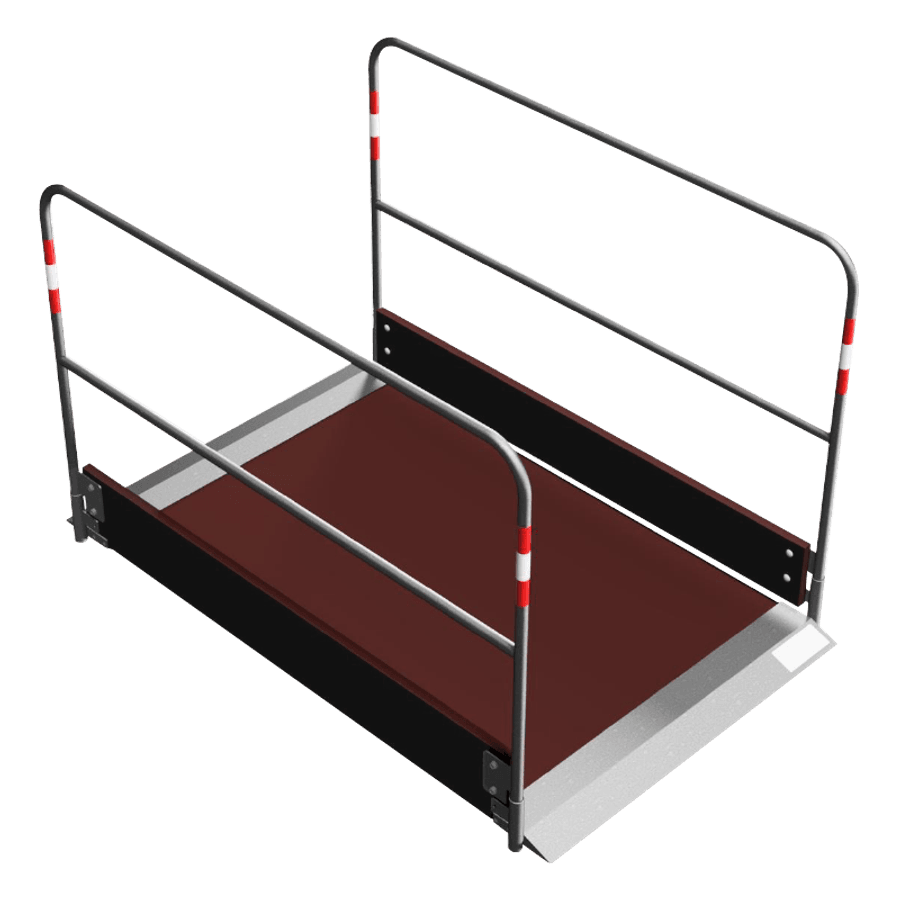 Tijdelijke loopbrug met leuning en houten vloer online kopen