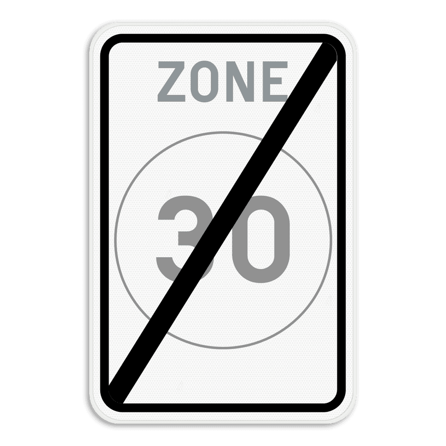 Betekenis Verkeersbord F4b - Einde zone 30 km/u. | Verkeersbord.be