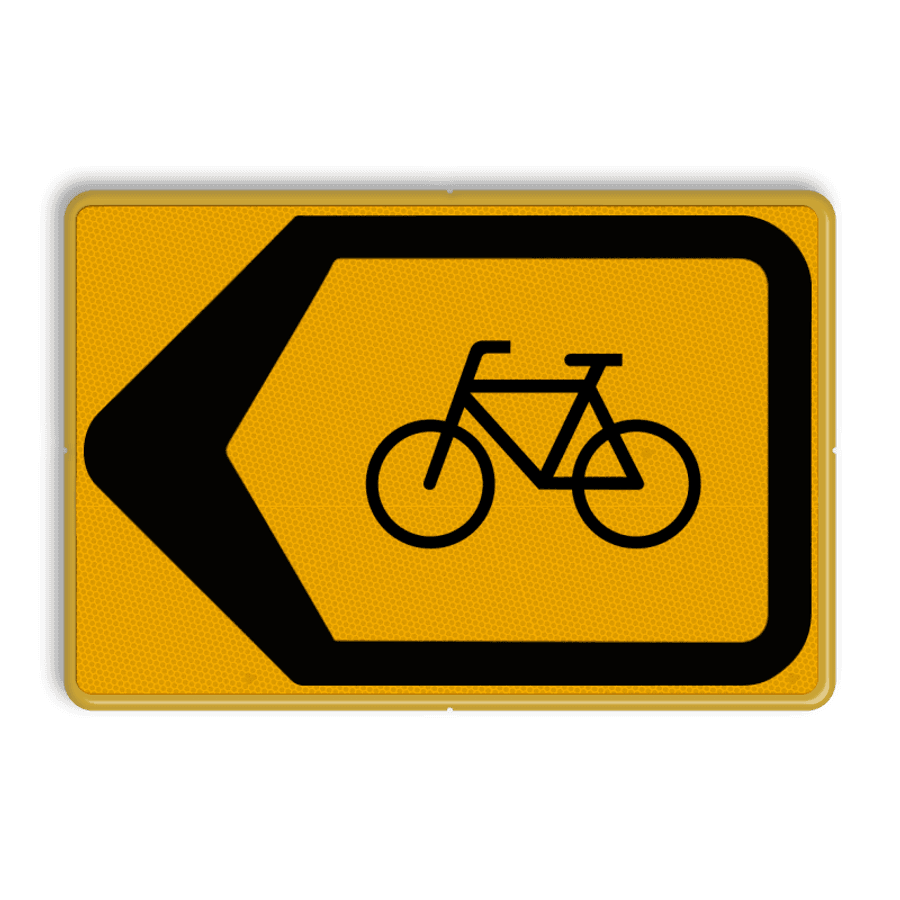 Pijlbord omleidingsroute fiets links reflecterend