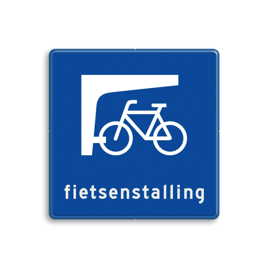 Bord fietsenstalling aanduiding blauw/wit reflecterend kopen