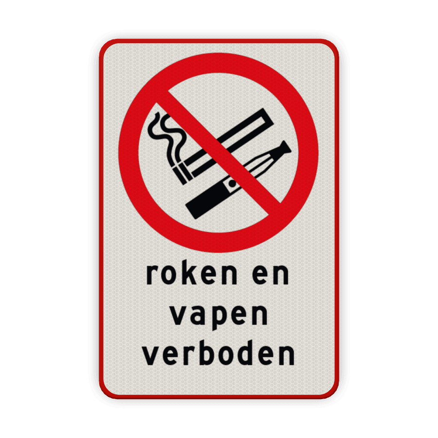 Verkeersbord vapen en roken verboden reflecterend online kopen