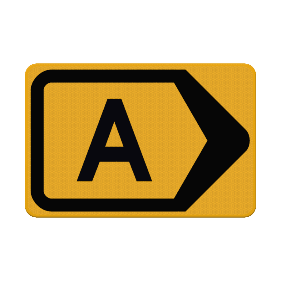 Tijdelijk verkeersbord omleidingsroute pijlbord rechts reflecterend