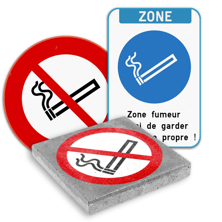 Panneaux d'interdiction de fumer ou de zone fumeurs