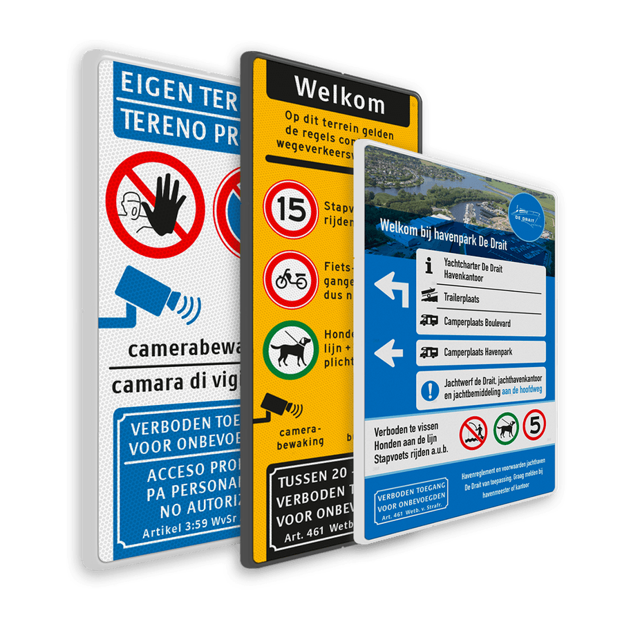 Informatieborden voor op eigen terrein met eigen ontwerp