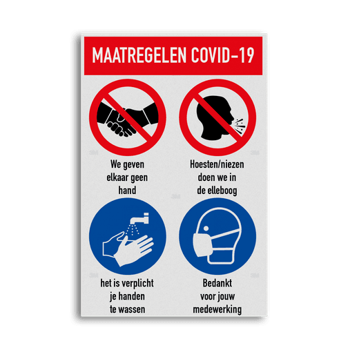 Veiligheidsbord met hygiëne regels corona virus | snel geleverd