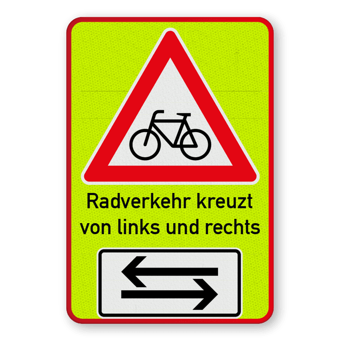 Schild Radverkehr kreuzt von links und rechts kaufen? Extra auffällig